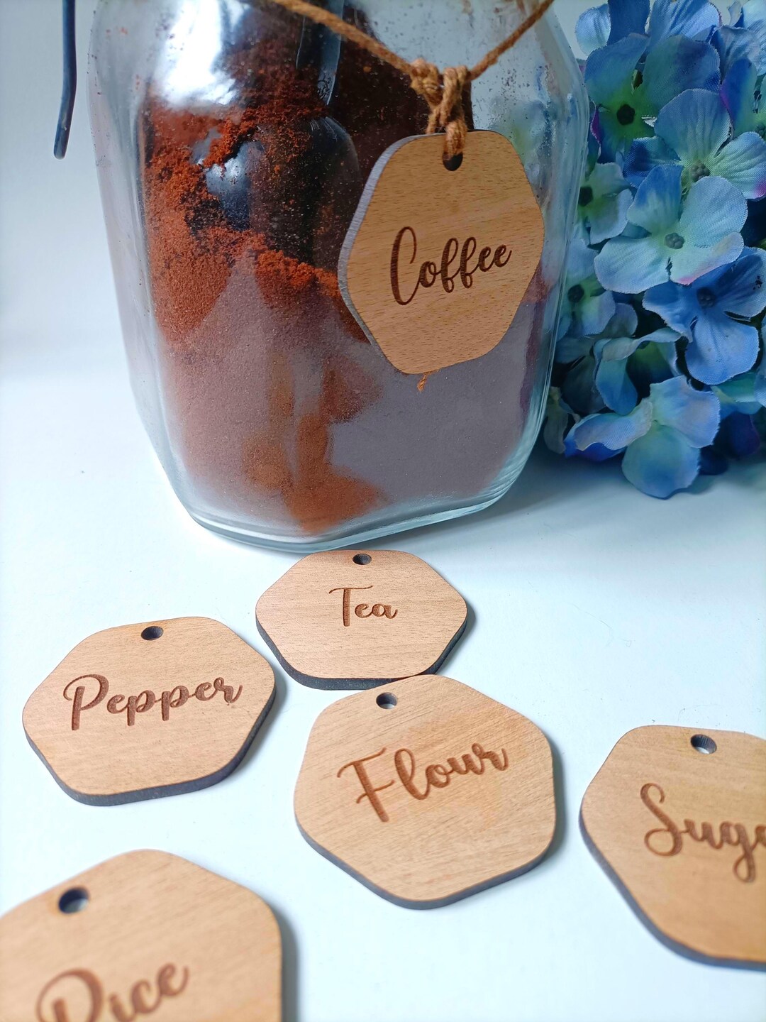 Custom Wooden Coffee Bar Labels // Wood Labels for Organizing // Wood ...