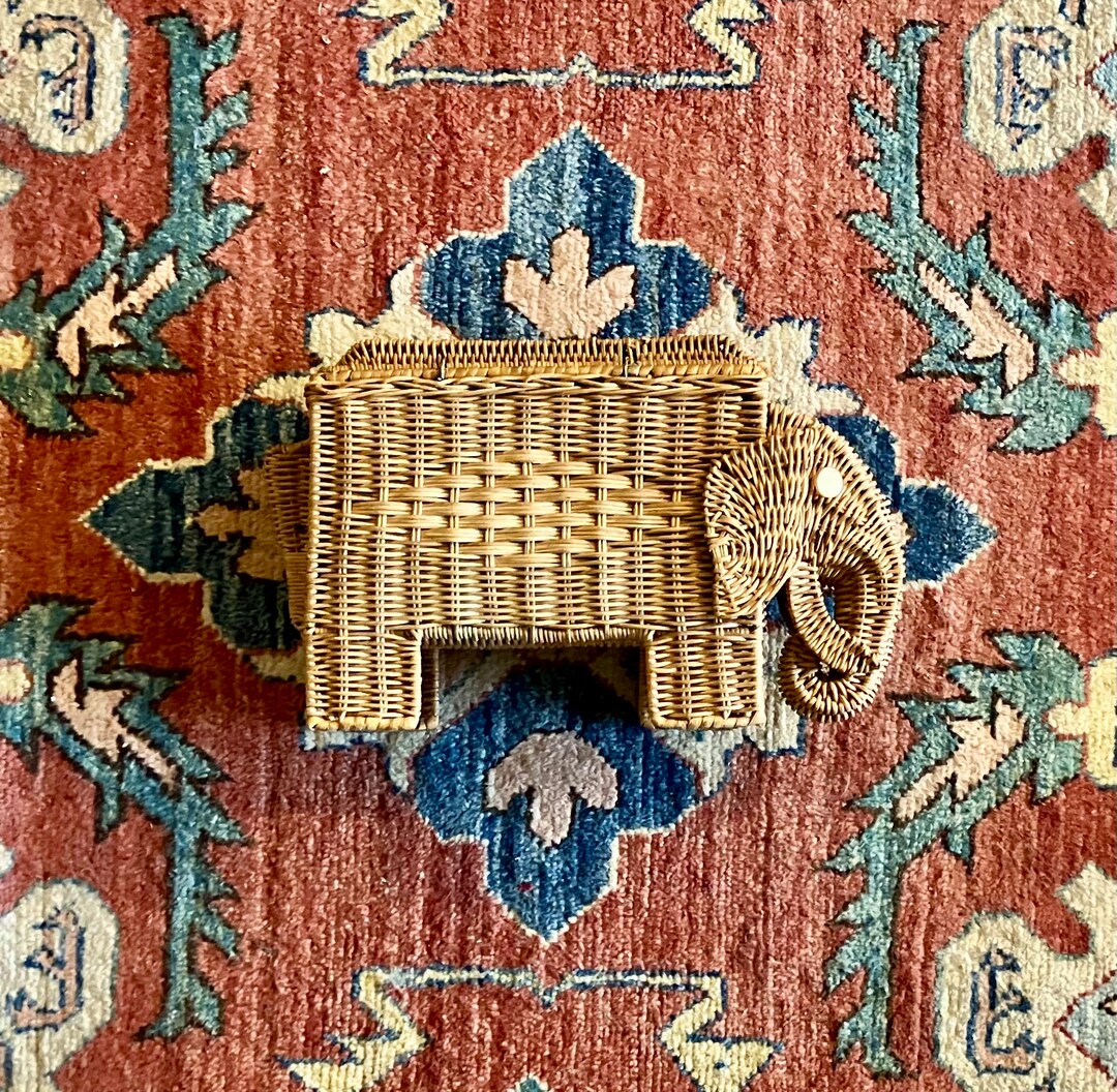 Vintage Small Wicker Elephant With Lift Top, Possibly a Purse ...