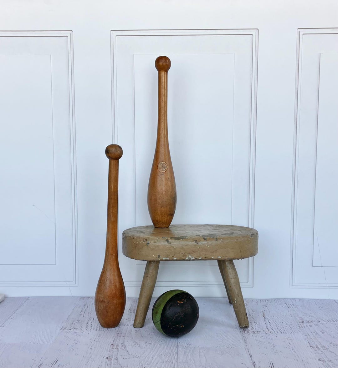 Folky Stool With Layers of Paint in a Mustard Khaki Color, Vintage Hand ...