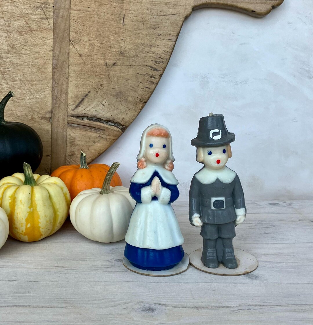 Pair of Vintage Tall Pilgrim Gurley Tavern Candles, Woman & Man, Iconic ...