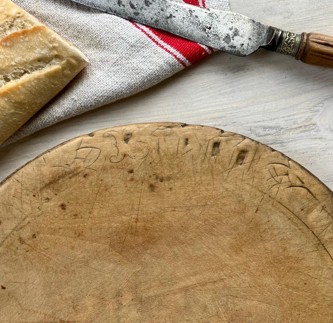 Antique Round Carved Bread Board Worn From Lots of Use, Vintage English ...