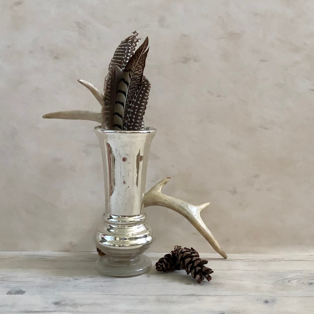 Simple Vintage Silvered Glass Vase With Worn off Silver Turn - Etsy