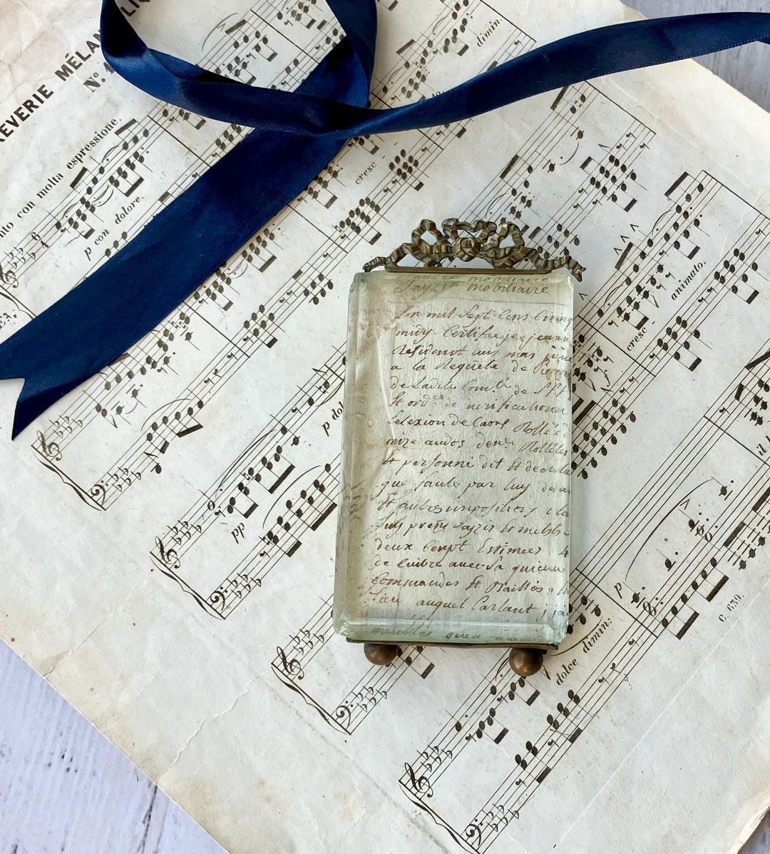 Ormolu Brass Picture Frame, Makeshift Easel Back, Beveled Glass chips ...