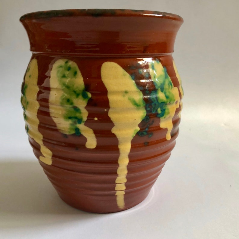 Contemporary redware slipware vase by Pennsylvania artist Jeff | Etsy