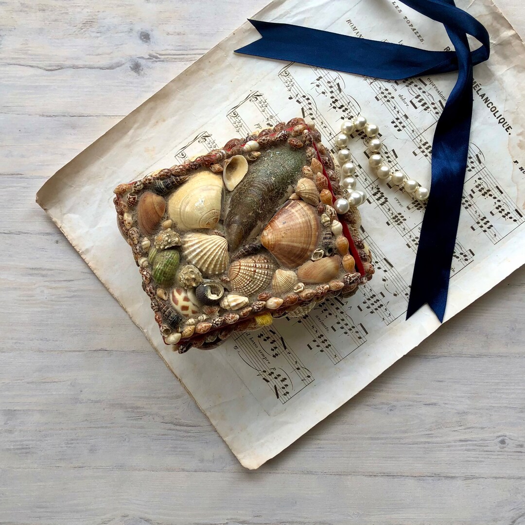 Vintage Seashell Box With Large Decorative Shells & a Beautiful Patina ...