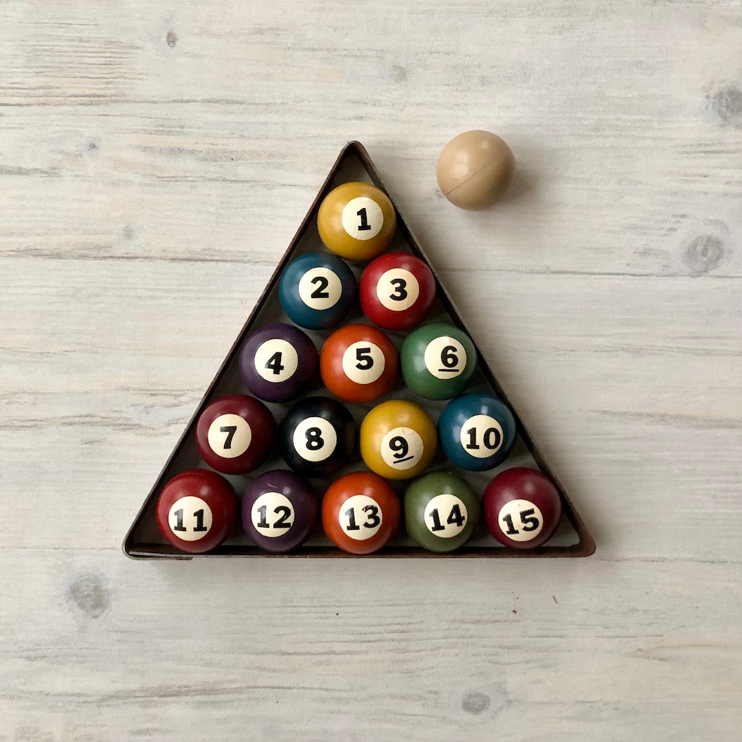 Great Set of Vintage Miniature Pool Balls in Box With Cue Ball - Etsy