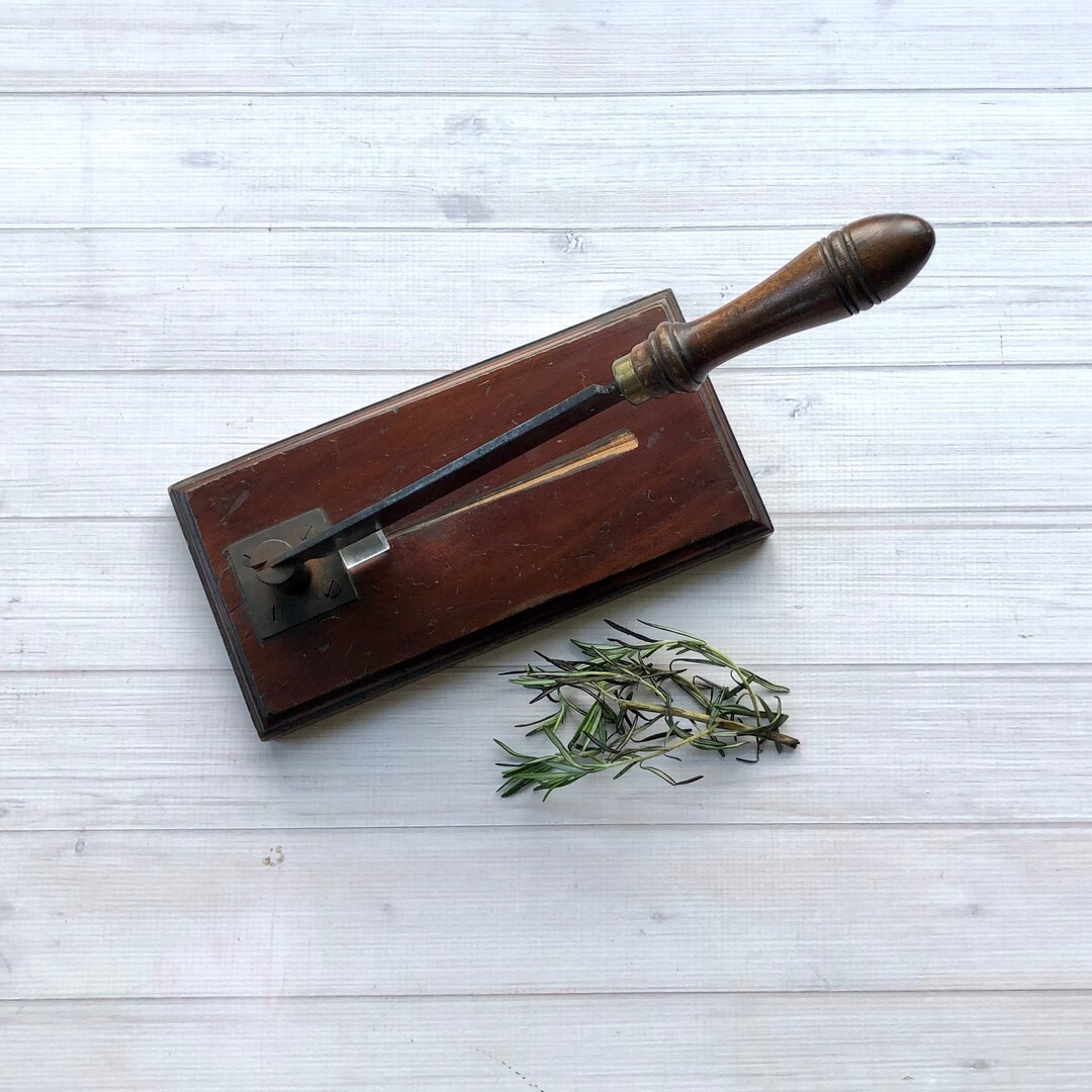 Vintage Steel Blade Chopper, Tobacco Cutter or Herb Chopper on Wooden ...