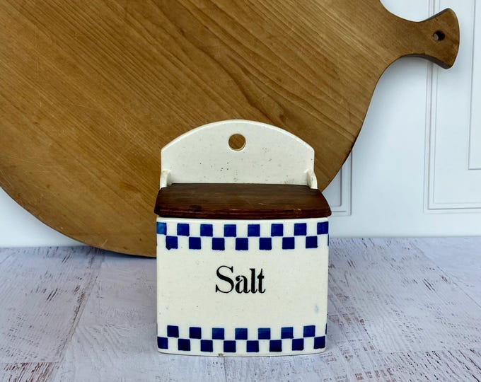 Antique Porcelain Salt Box in Blue & White Modern Checkerboard Design ...