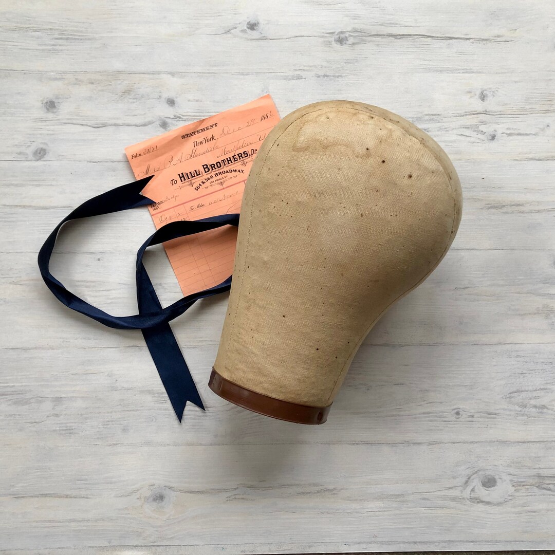 Vintage Milliner's Linen Hat Form, Vintage Canvas Hat Wig Mold ...