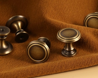 Aged Solid Brass Handles Knobs Cupboard Kitchen Cup Drawer Bin Pulls Antique Bronze Cabinet Door ...