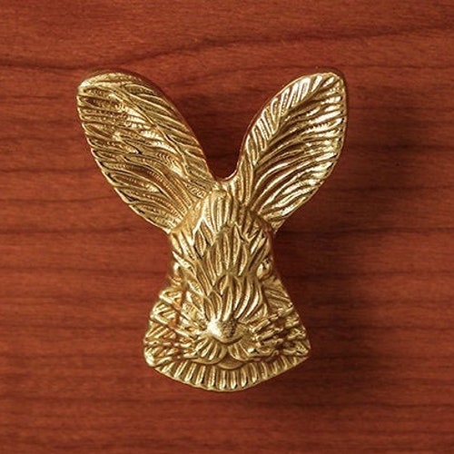 Rabbit Brass Knobs Bunny Modern Dresser Knobs Animal Drawer - Etsy
