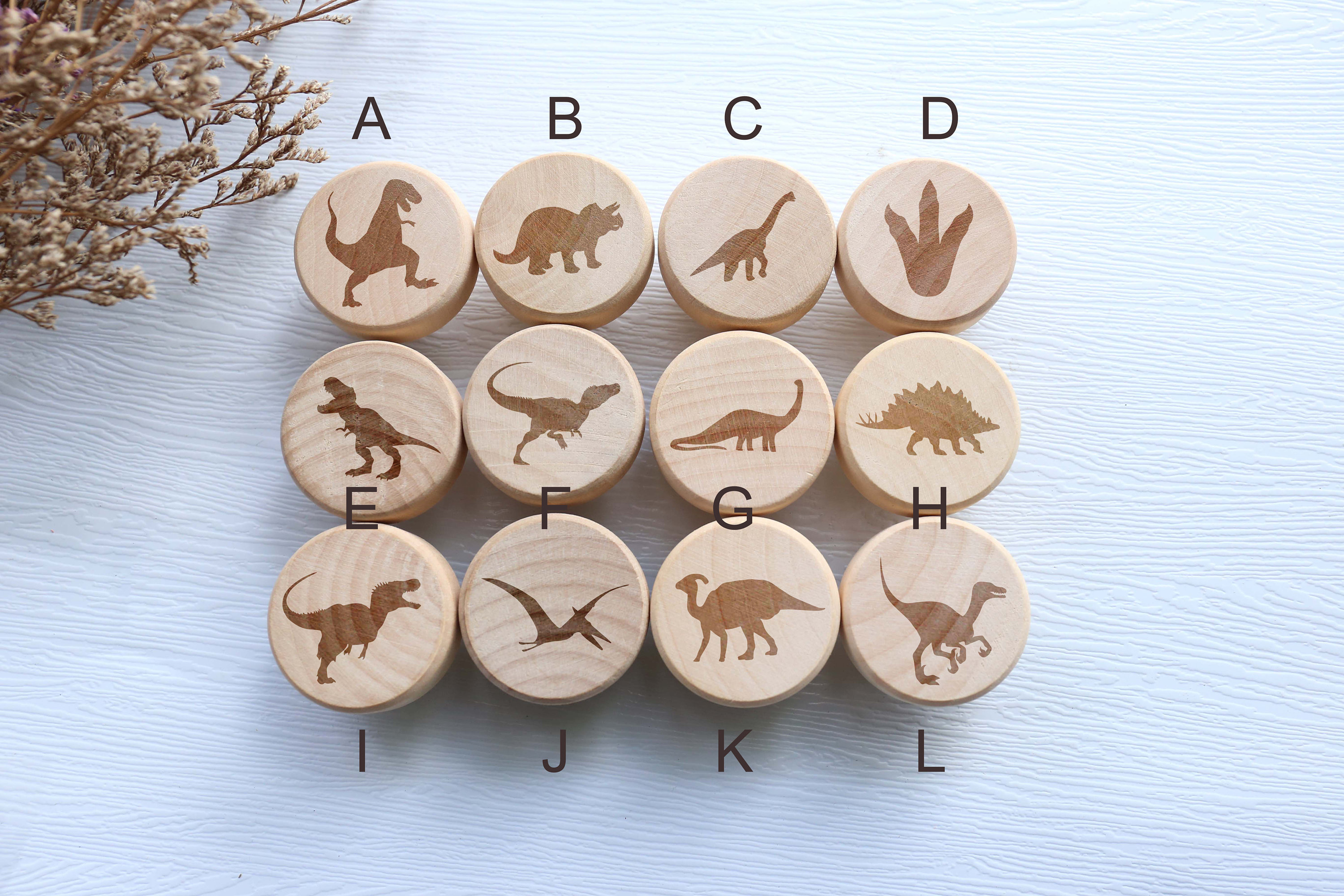 Engraved Dinosaurs Flat Wood Knob Boho Nursery Dinosaur | Etsy