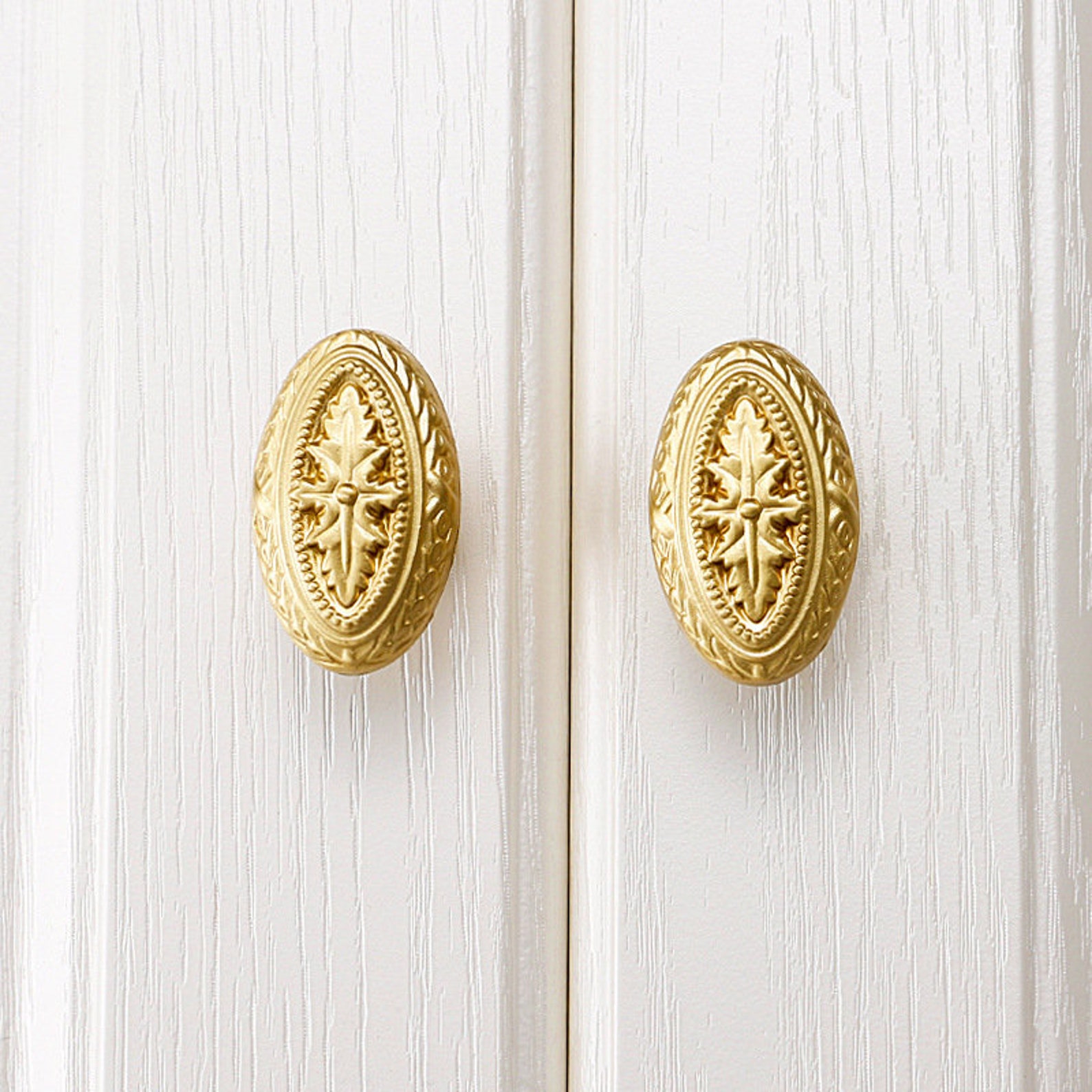 Vintage Oval Engraving Knobs Retro Cabinet Knob Brass - Etsy