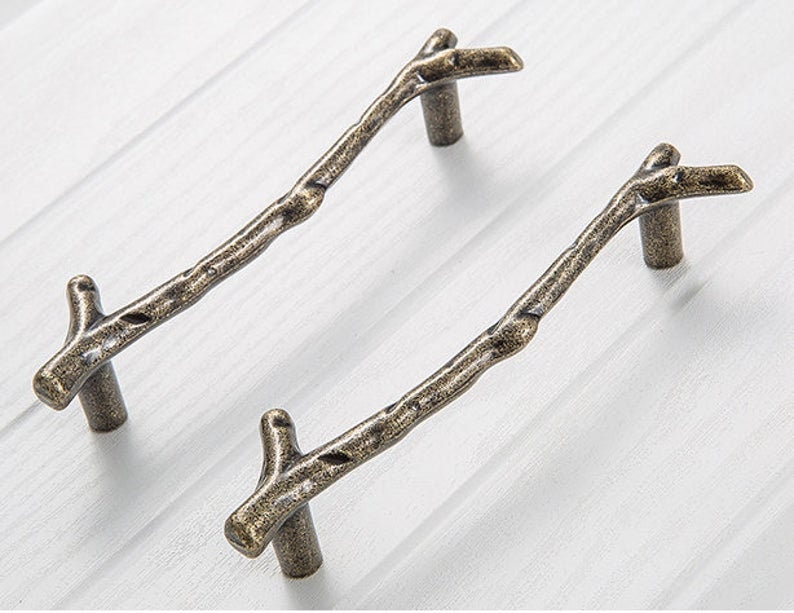 Antique Silver Tree Branch Handle Pull Knob Dresser Drawer - Etsy