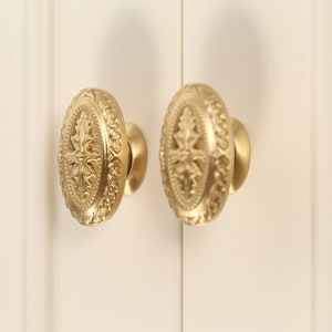 Vintage Oval Engraving Knobs, Retro Cabinet Knob, Brass Dresser Knob ...