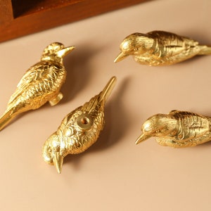 Solid Brass Birds Cabinet Handles Knobs, Bird Dresser Knob, Animal Drawer Vintage Knob, DIY ...