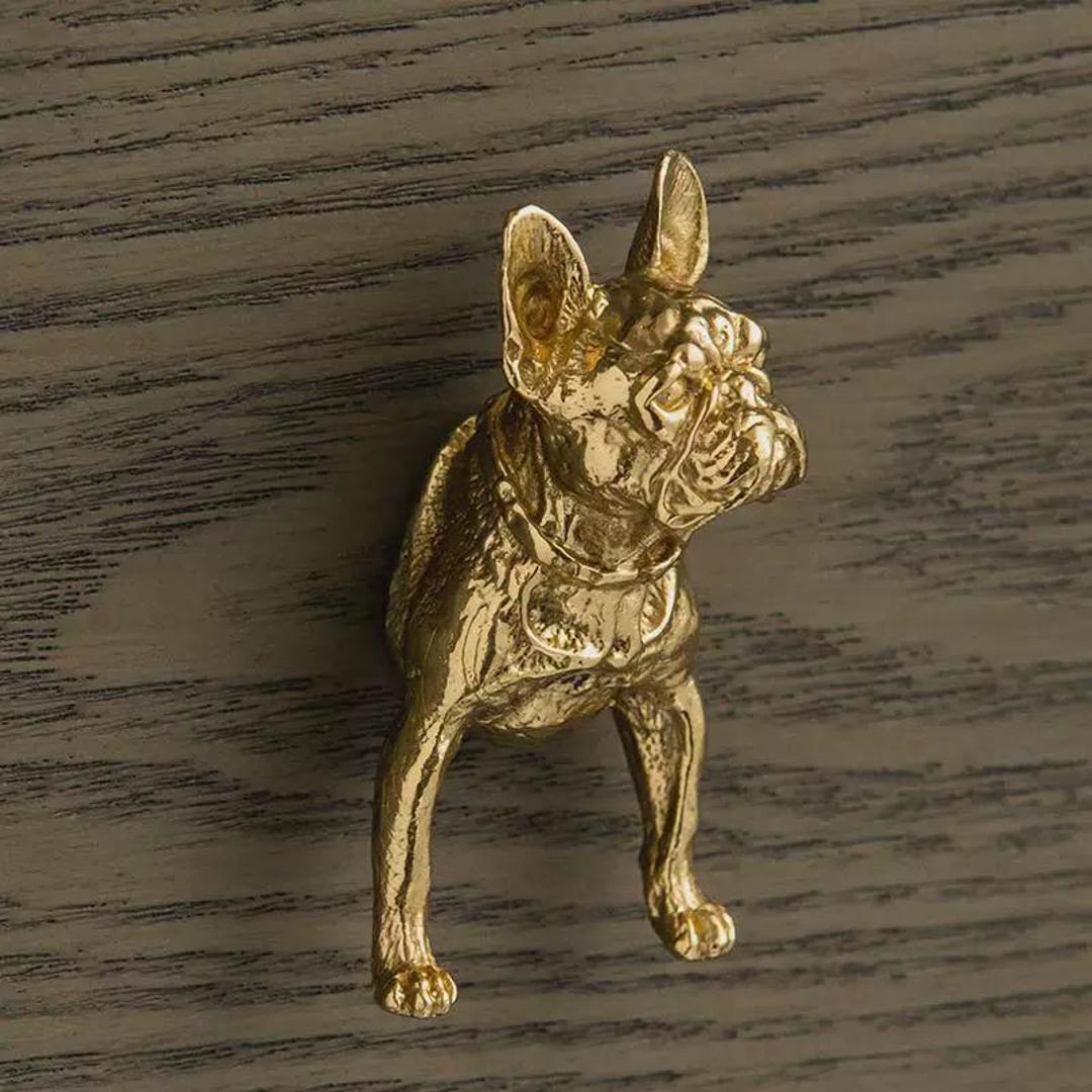 Solid Brass Bulldog Cabinet Handles Knobs, Puppy Dresser Knob, Animal ...