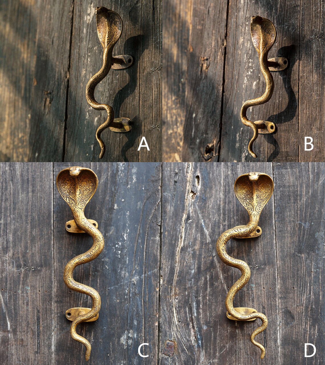Golden Snake Door Handle Cobra Brass Pull Antique Handles - Etsy