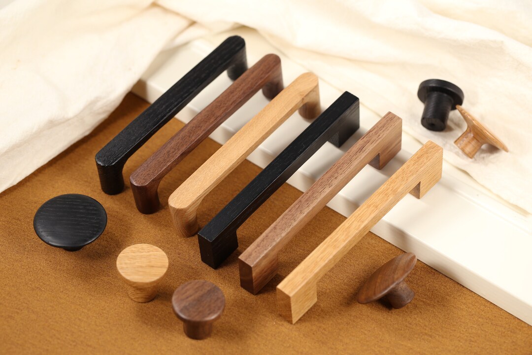 Nature Wood Drawer Pulls Knobs Walnut Beech Cabinet Handles Knobs Rosewood Dresser Knobs Oak ...