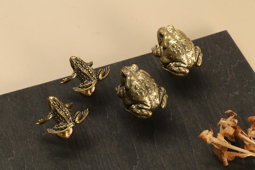 Antique Brass Frog Cabinet Handles Knobs, Vintage Brass Toad Dresser ...