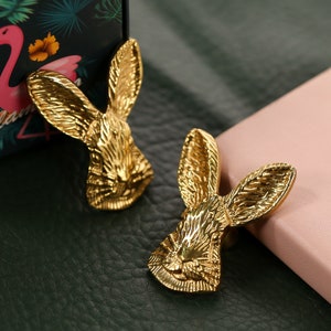 Rabbit Brass Knobs, Bunny Modern Dresser Dresser Knobs, Custom Engraved Animal Drawer Knobs ...