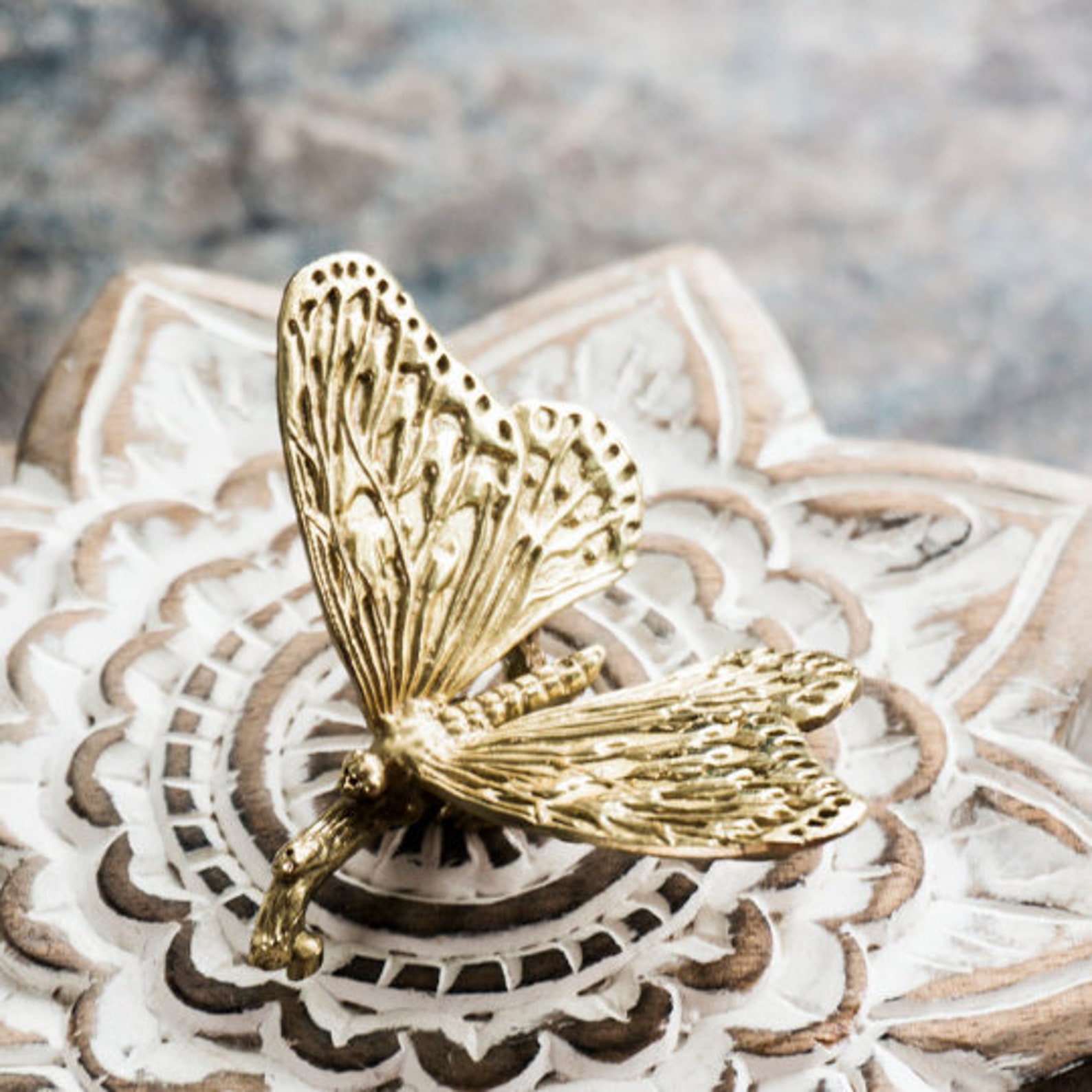 Butterfly Solid Brass Cabinet Knob Antique Brass Butterfly - Etsy