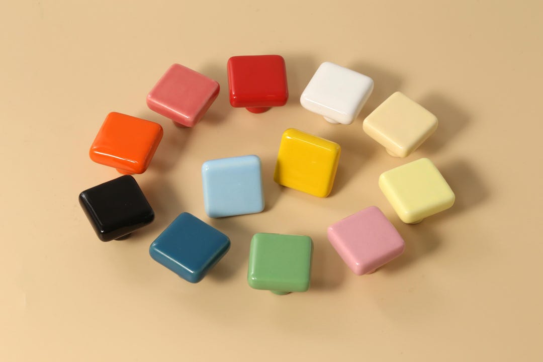 Colorful Cute Square Drawer Knobs, Kids Cabinet Dresser Knobs Handle ...