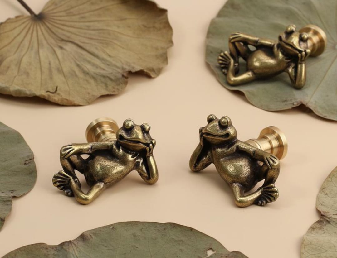 Antique Brass Frog Cabinet Handles Knobs Vintage Frog Drawer Dresser ...