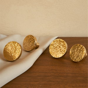 Hammered Brass Cabinet Knob, Modern Wardrobe Pull, Round Drawer Pulls, Brass Knob, Solid Brass ...