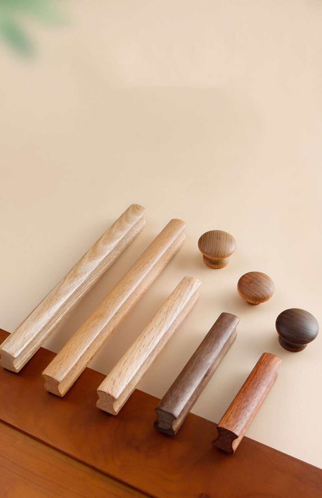 Solid Wood Door Pull Handle Walnut Wardrobe Wood Knob Modern Drawer ...