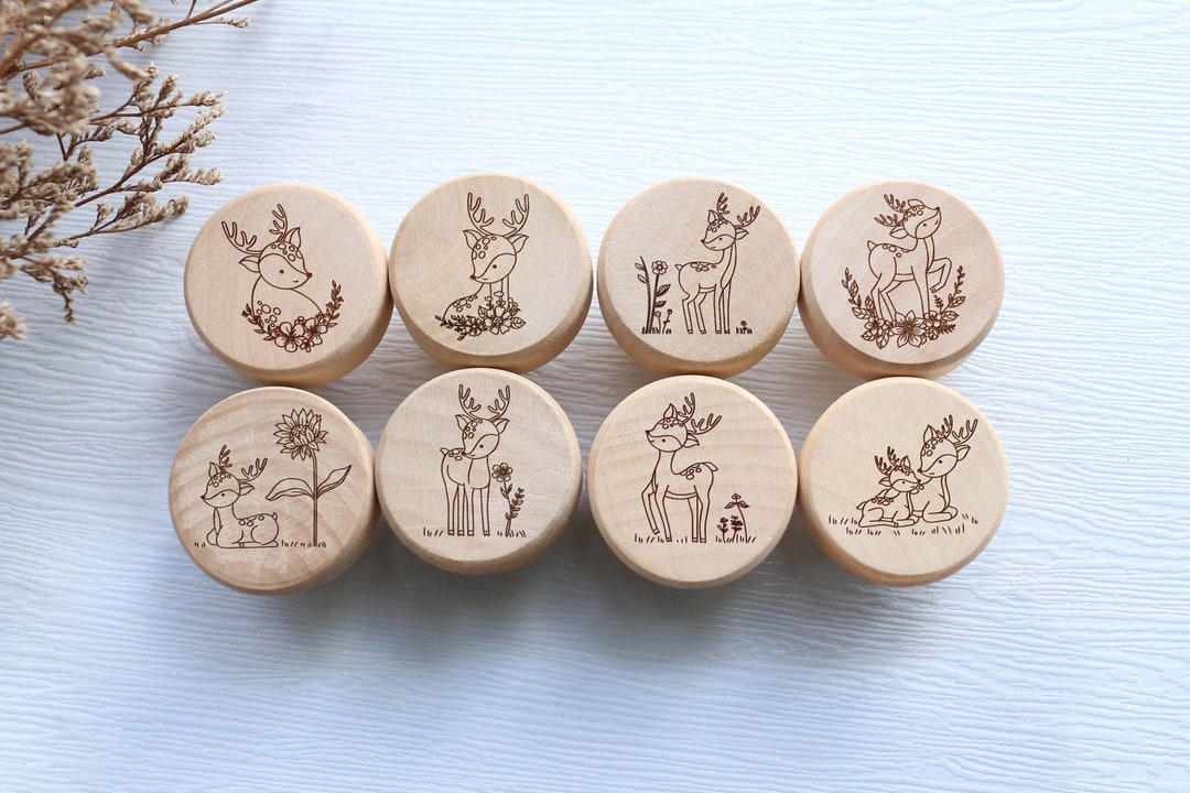 Deer Flat Wood Drawer Knob, Boho Nursery Fawn Cabinet Pull, Nature ...