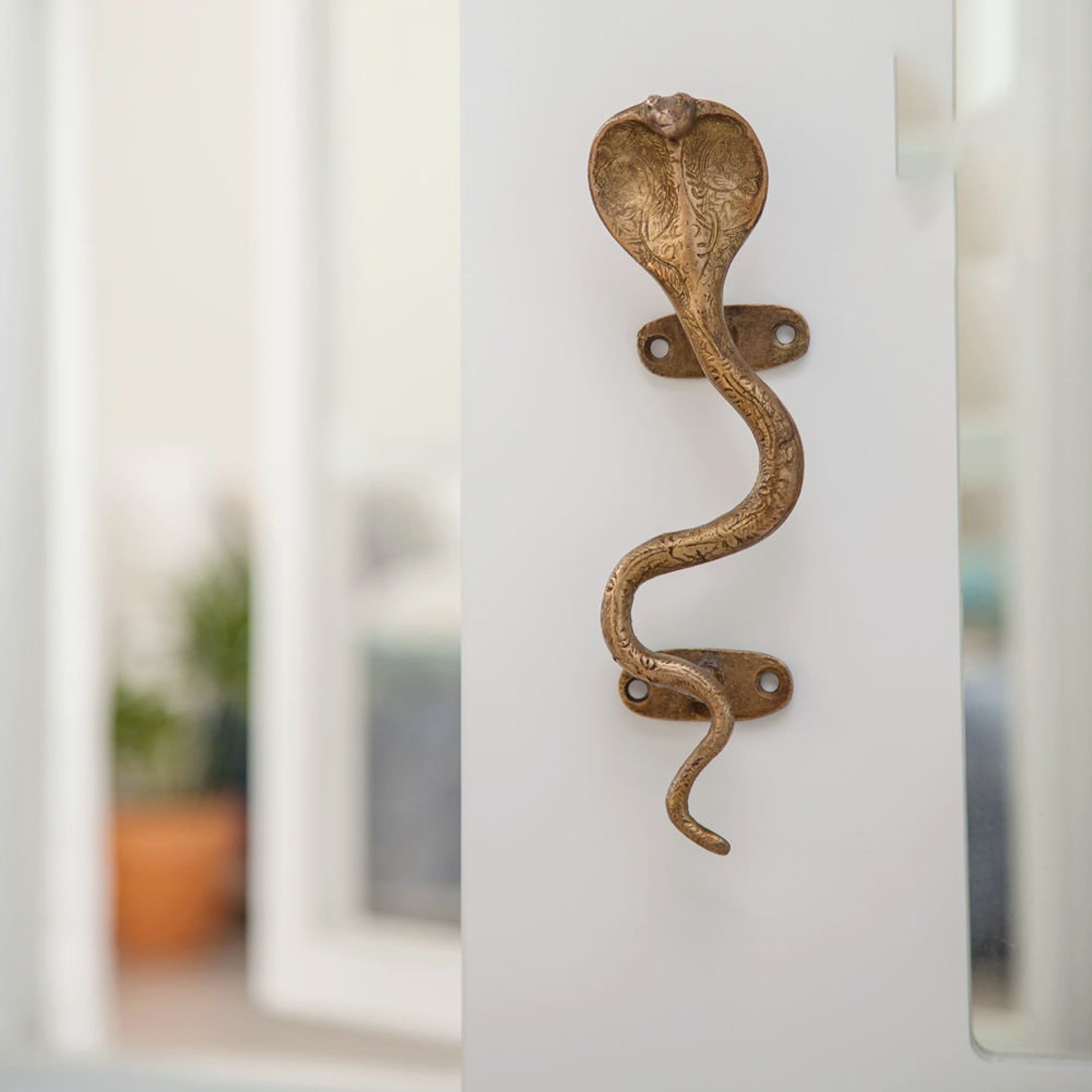 Golden Snake Door Handle Cobra Brass Pull Antique Handles - Etsy