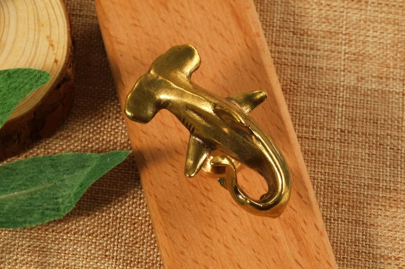 Brass Hammerhead Shark Cabinet Handles Pulls Knobs, Sea Animals ...
