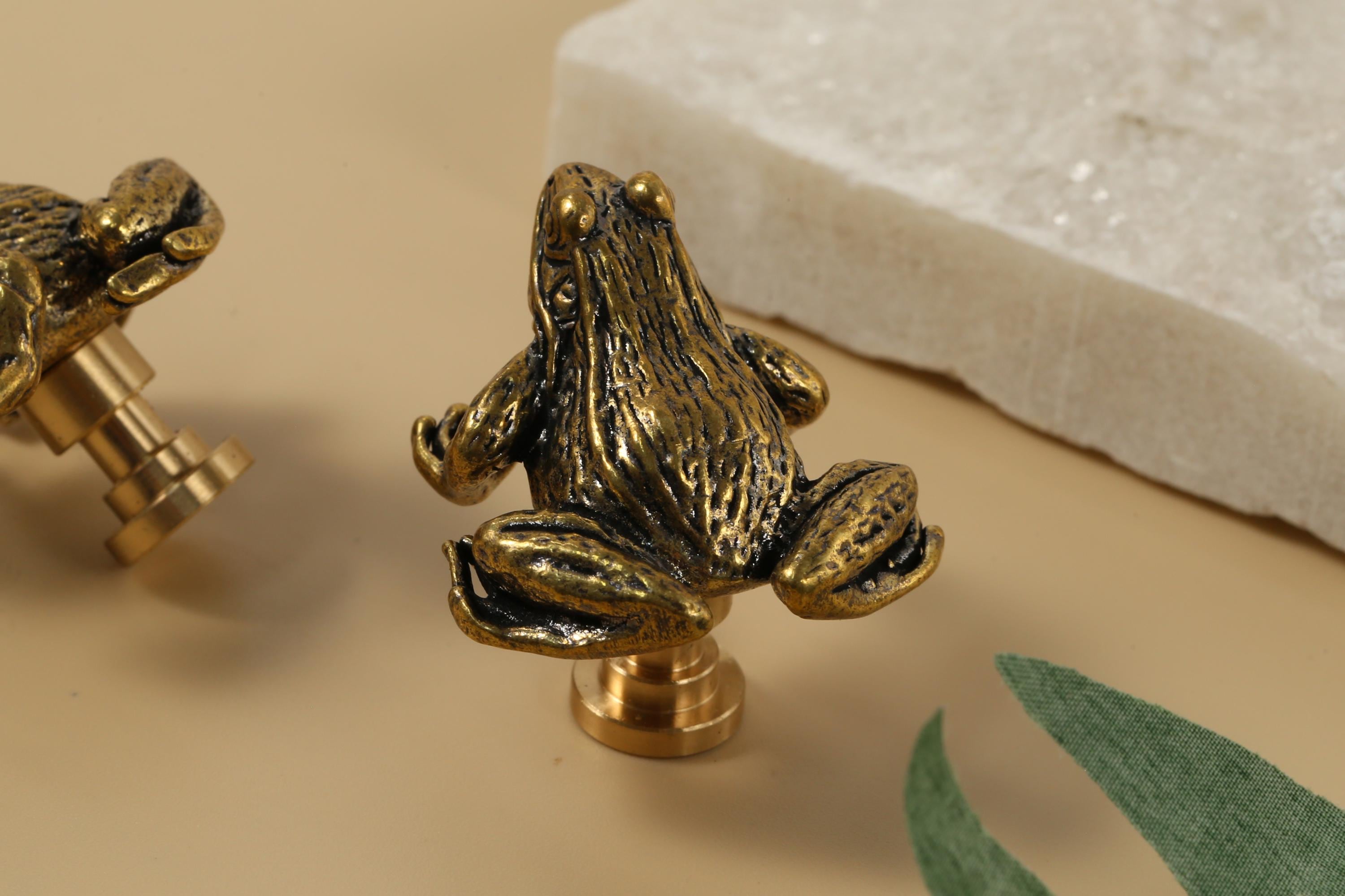 Solid Brass Frog Cabinet Handles Knobs, Vintage Frog Dresser Drawer ...