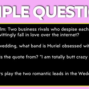 Romantic Comedy Quiz | 50 Rom Com Trivia Questions (printable) - Etsy UK