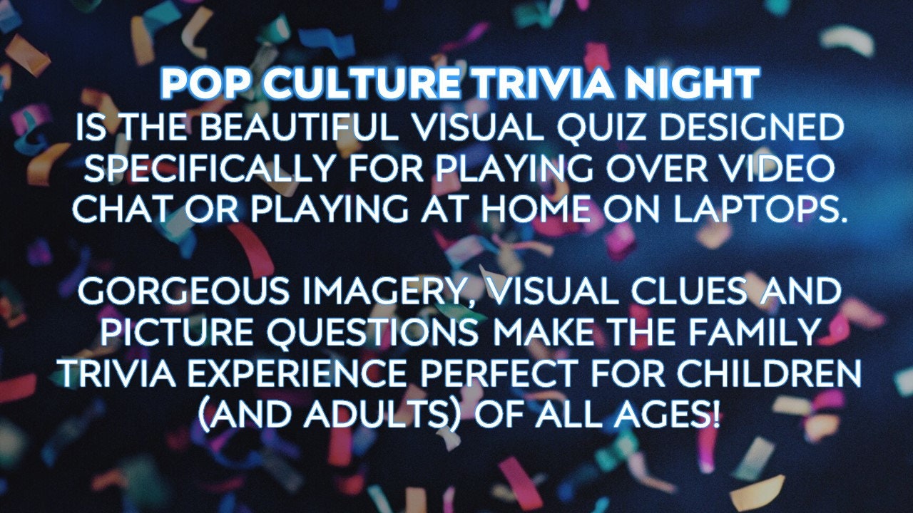 Pop Culture Trivia Night | Virtual Quiz With Visual Trivia Questions ...