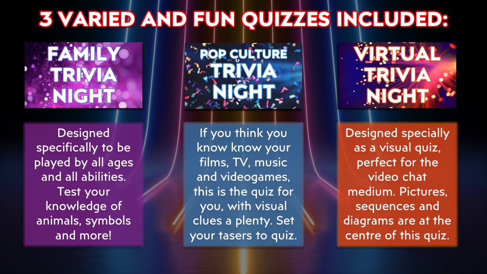 TRIVIA NIGHT | 3 Virtual Quiz Games in 1 - Visual Quiz for Zoom Games ...