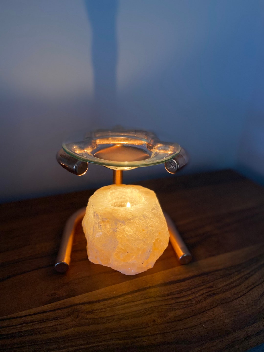 Himalayan Rock Salt Wax Melt Burner / Oil Burner With Copper. Unique ...
