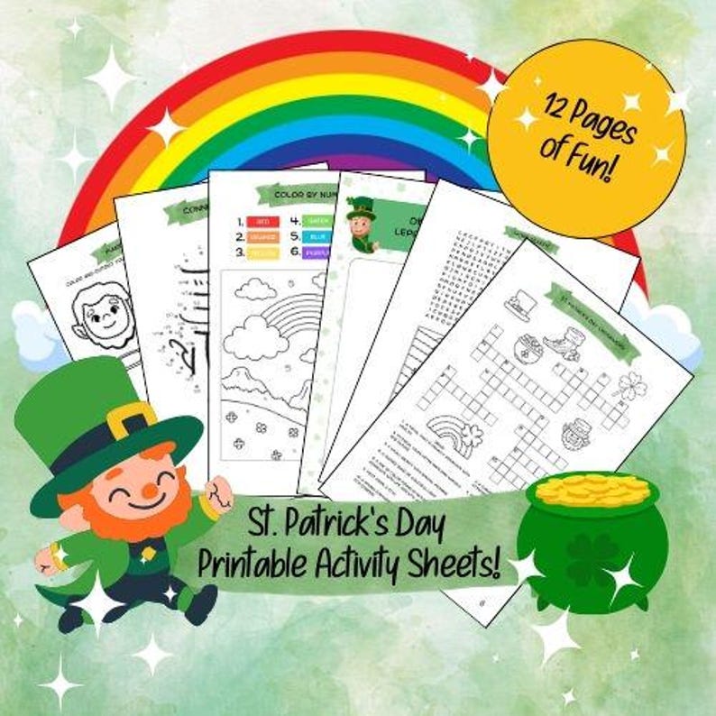 Hojas de actividades imprimibles para el Día de San Patricio - Etsy México