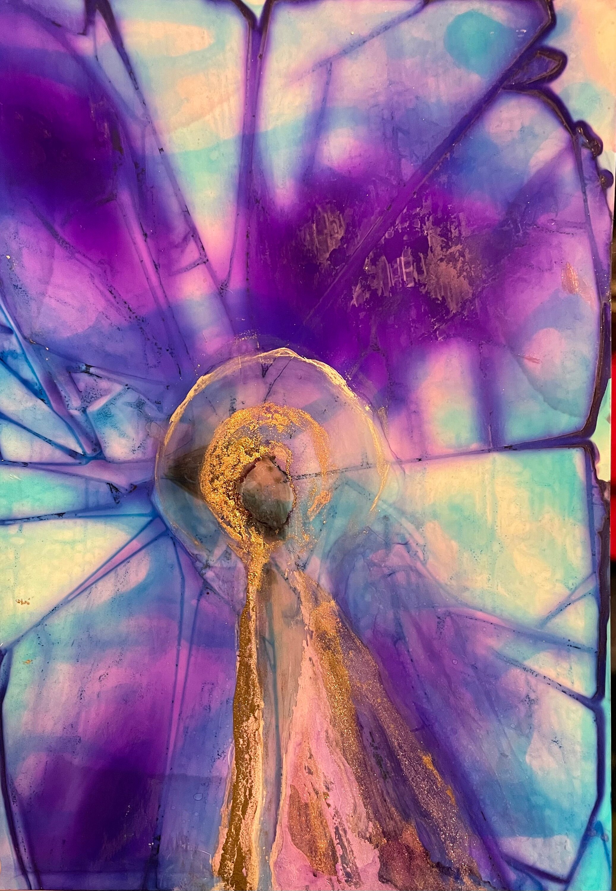 Angel Art - 127, Original Abstract Painting, Alcohol Ink- Purple ...