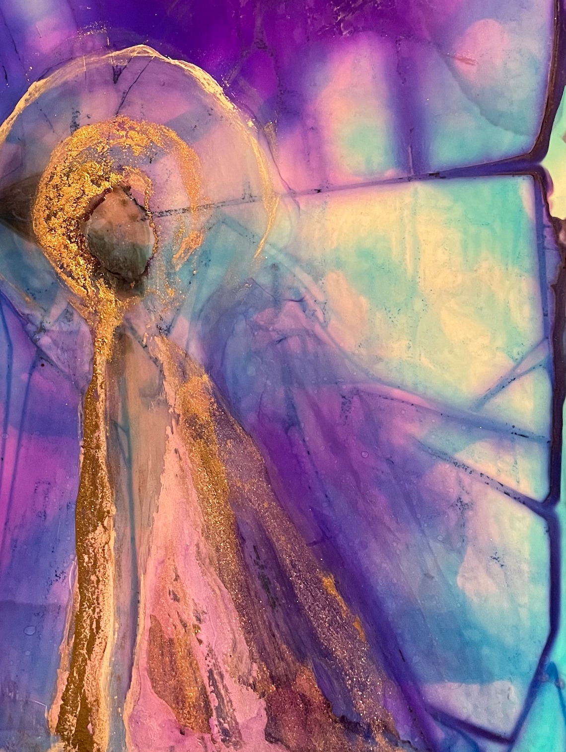 Engel Kunst - 127, Original Abstrakte Malerei, AlkoholTinte- Lila ...