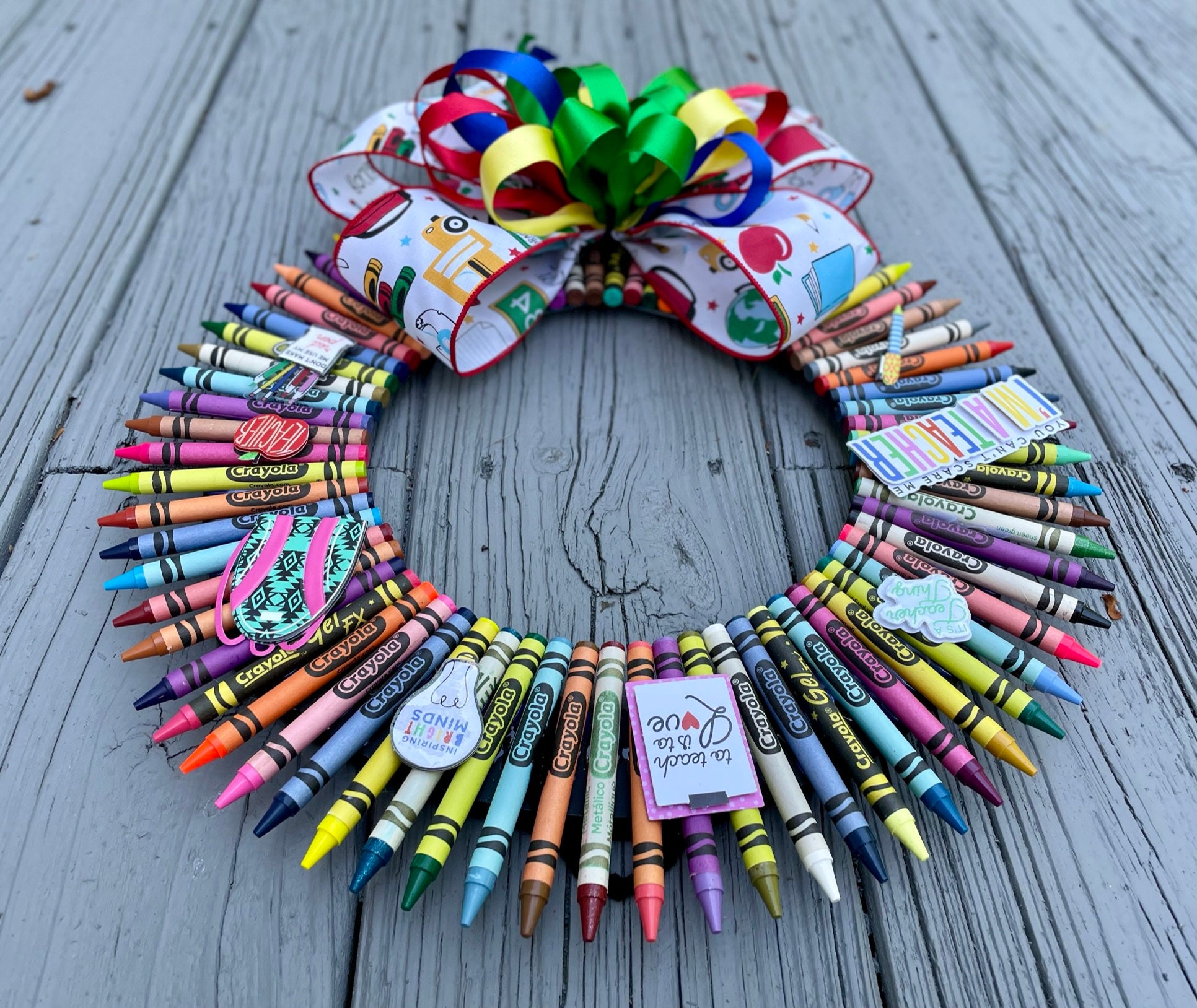 Crayon Teacher Wreath, Classroom Door Decor - Etsy