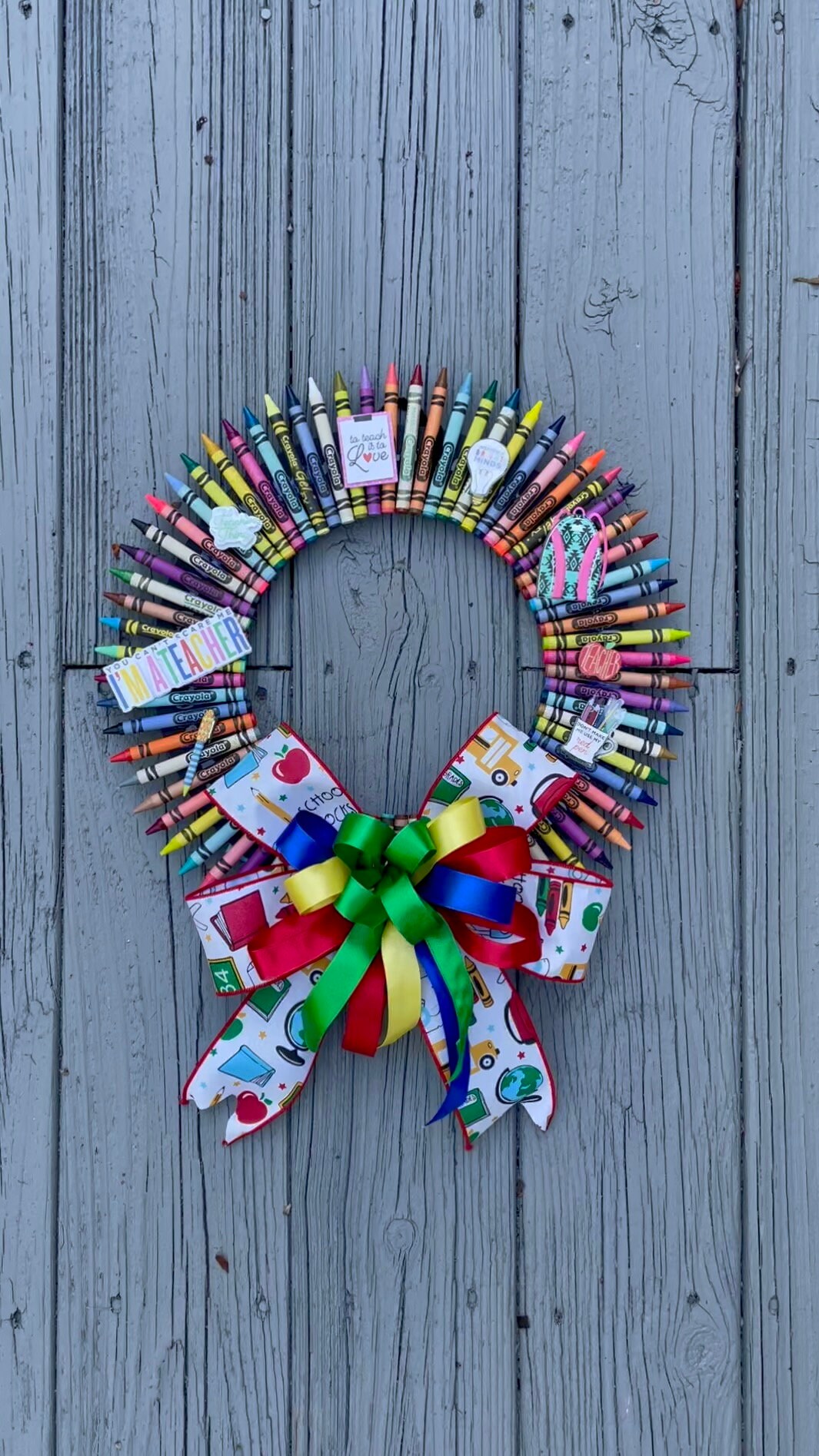 Crayon Teacher Wreath, Classroom Door Decor - Etsy