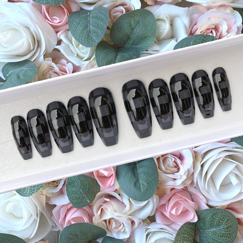 Emo Black Press on Nails - Etsy UK