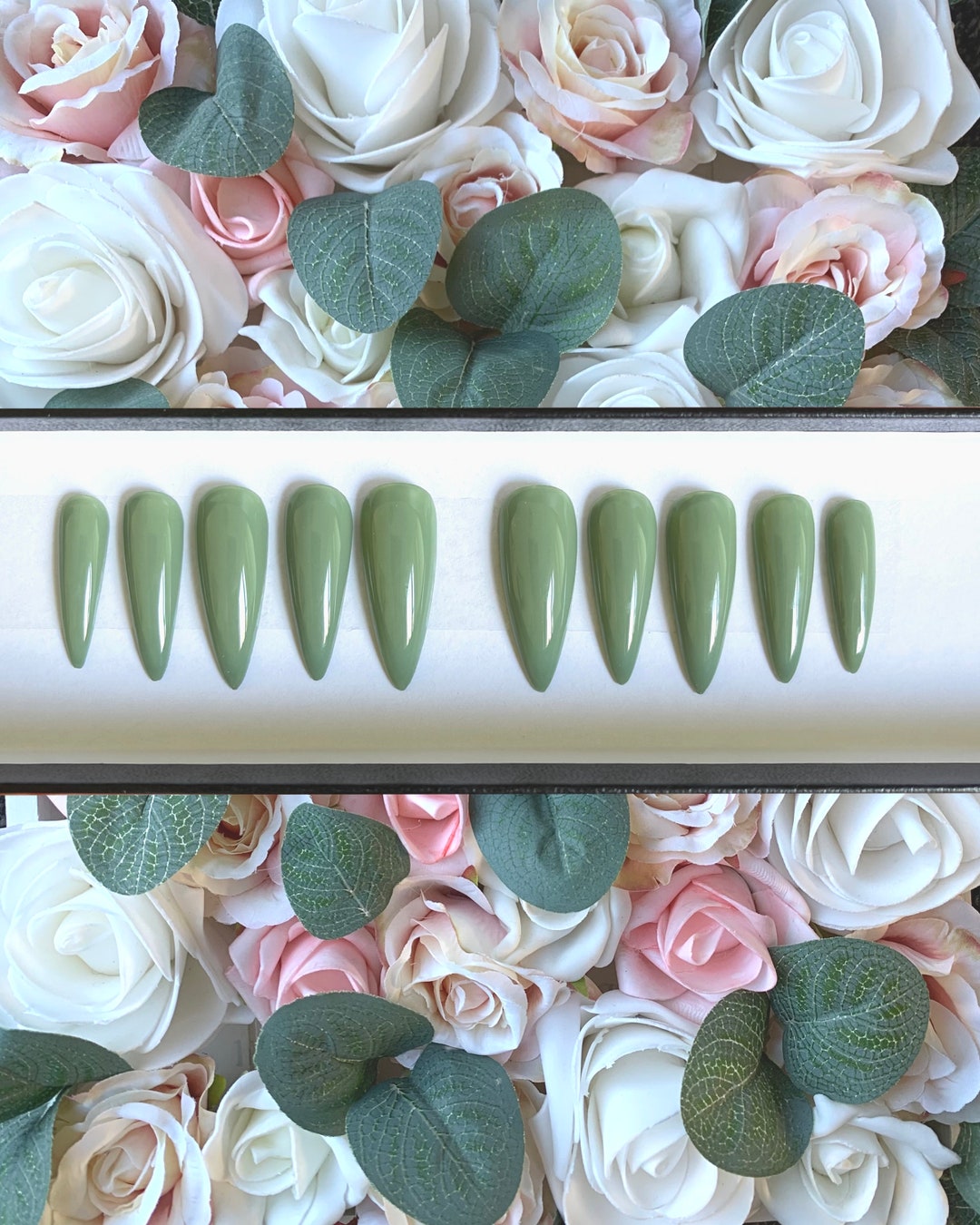 Press on Nails Moss Green | Stick on Nails | Glue on Nails | Green ...