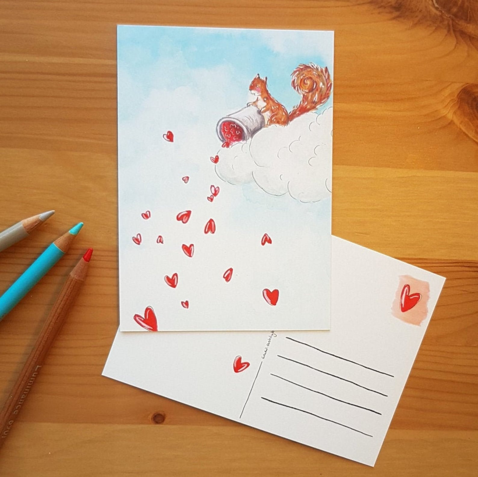 Postcard heartwarming card loving card card squirrel | Etsy