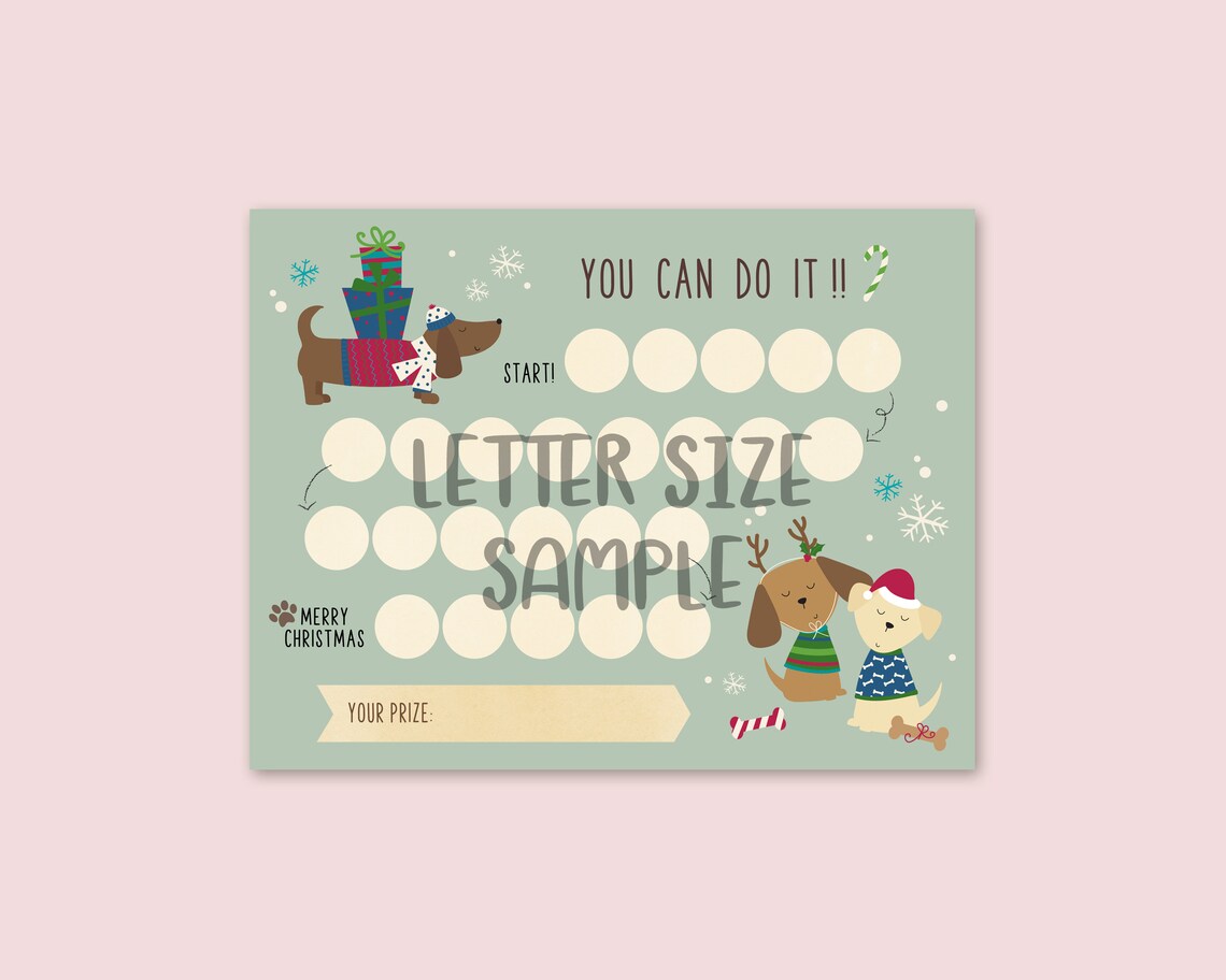 Printable Holiday Christmas Reward Chart, Doggy Sticker Chart, Instant ...