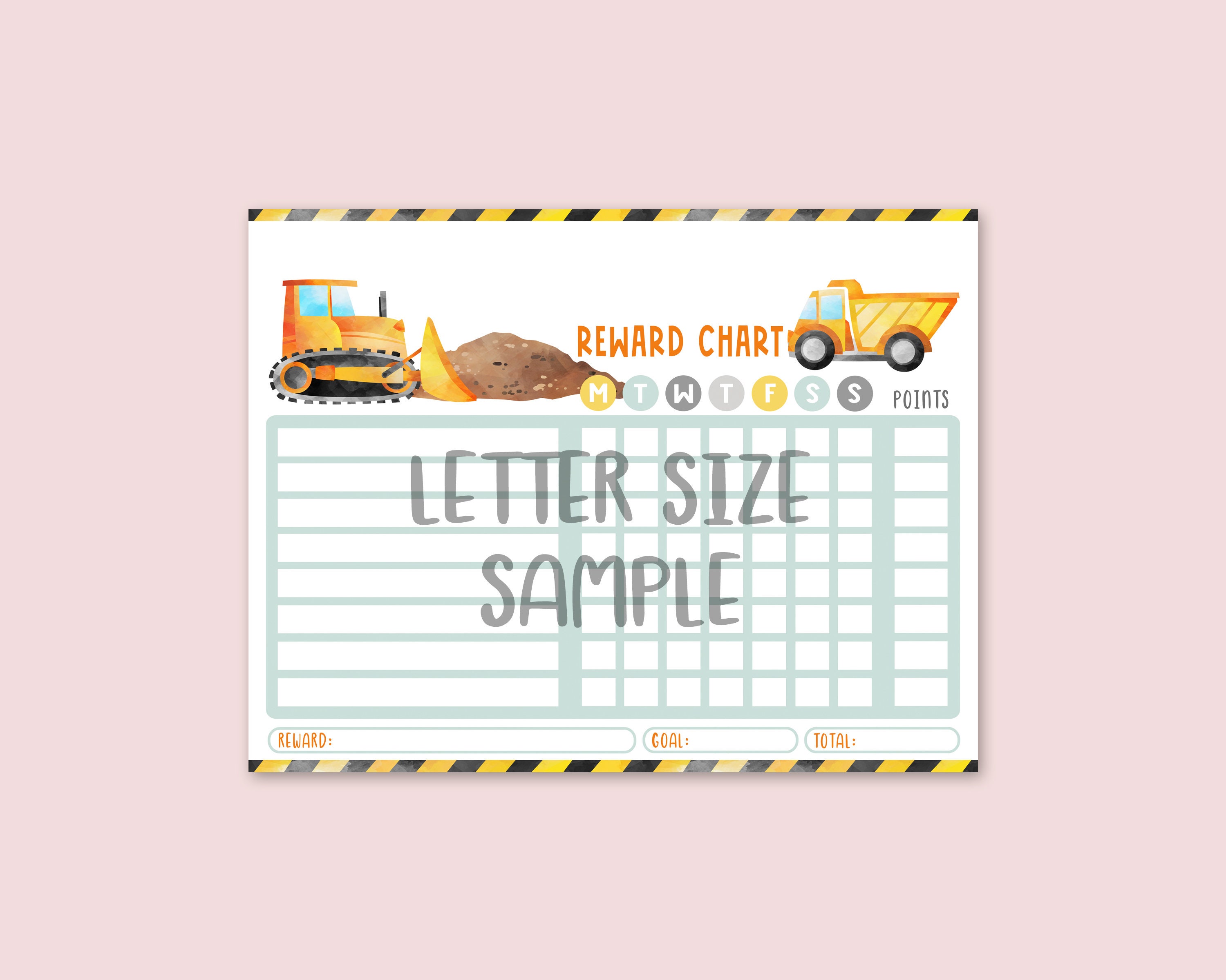 Construction Truck Bulldozer Printable Reward Chart for Kids - Etsy