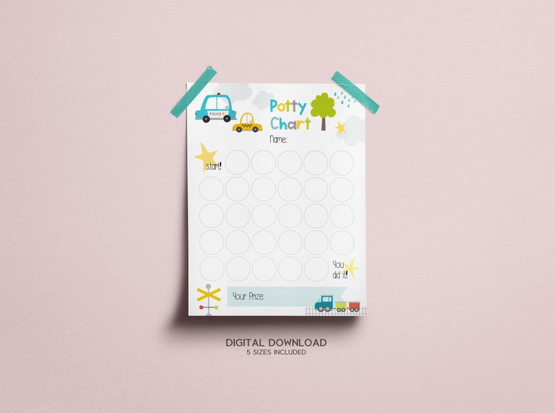 Cars Kids Potty Training Chart Printable Sticker Chart Cute - Etsy