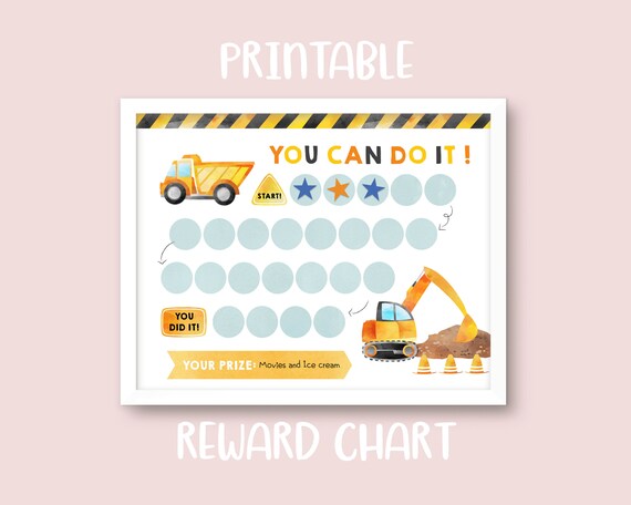 Printable Construction Reward Chart Sticker Chart Instant | Etsy